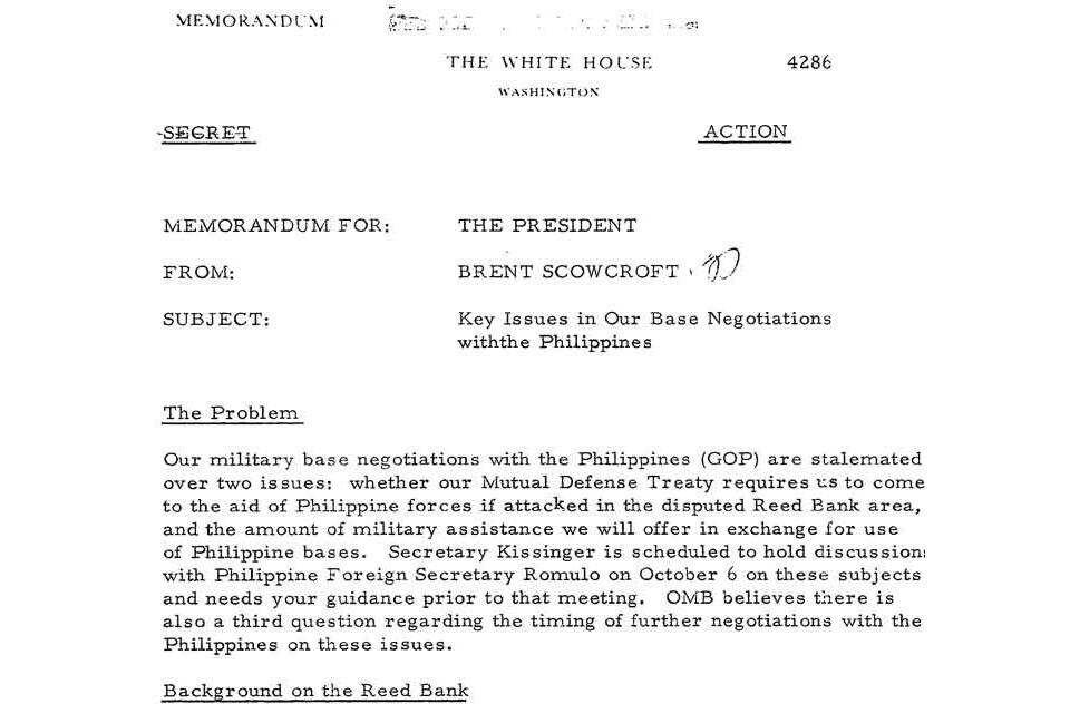 Marcos Asked US in 1976 if it Would Aid PH of China Attacks